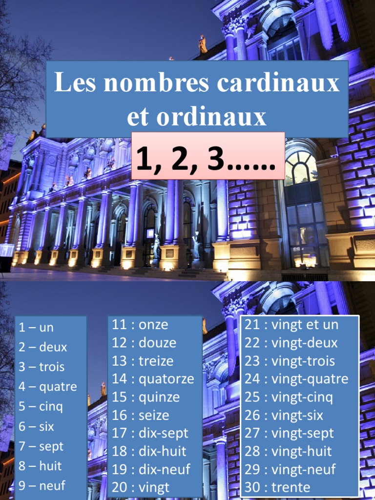 Learn French Nombres Cardinaux Ordinaux | PDF
