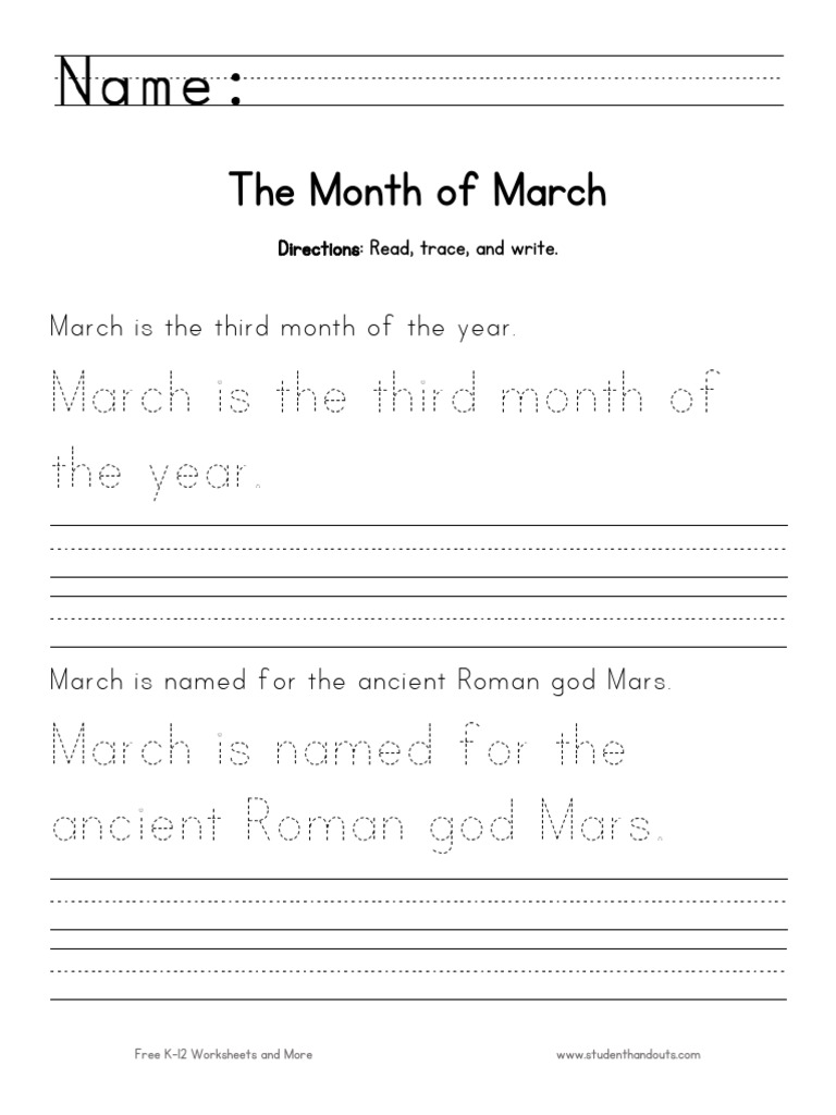 March Worksheets for K-12 Students | PDF