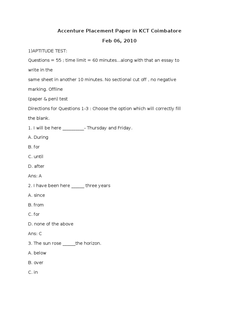 Accenture Placement Paper 2010 | PDF | Atmosphere Of Earth | Water Vapor