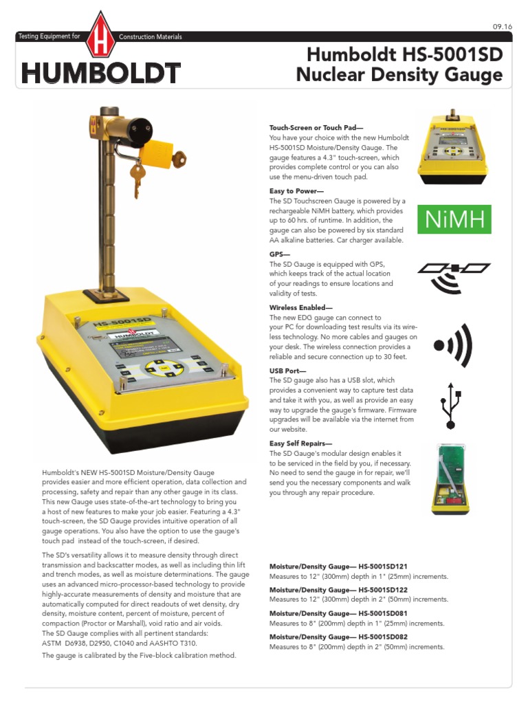 Humboldt HS-5001SD Nuclear Density Gauge | PDF | Touchscreen | Nature