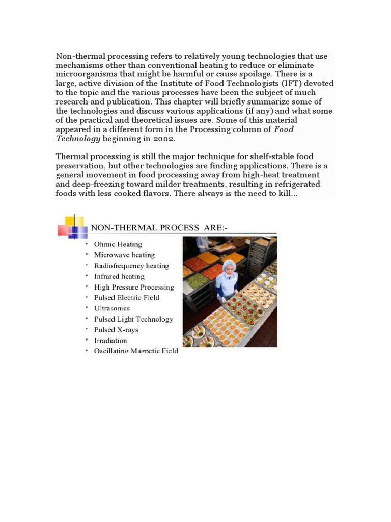 Non-Thermal Food Processing Overview | PDF