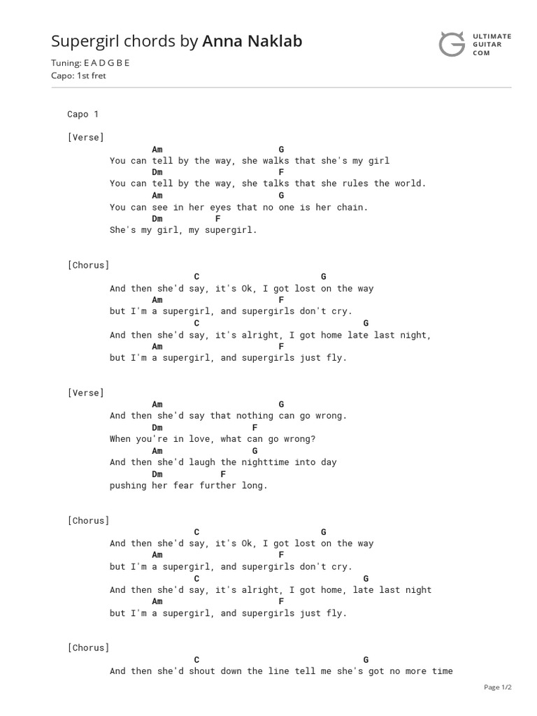 Supergirl Chords by Anna Naklab | PDF | Song Structure | Chordophones
