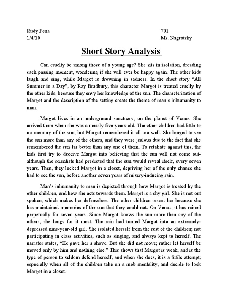 Rudy's Short Story Analysis | PDF