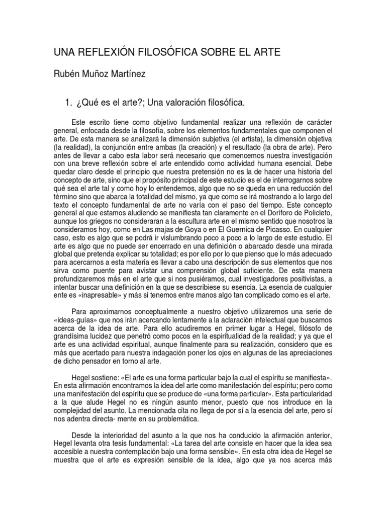 Reflexión Filosofica Del Arte PDF | PDF | Georg Wilhelm Friedrich Hegel ...