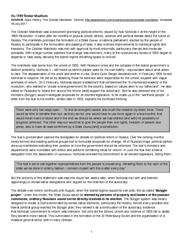 October Manifesto 1905