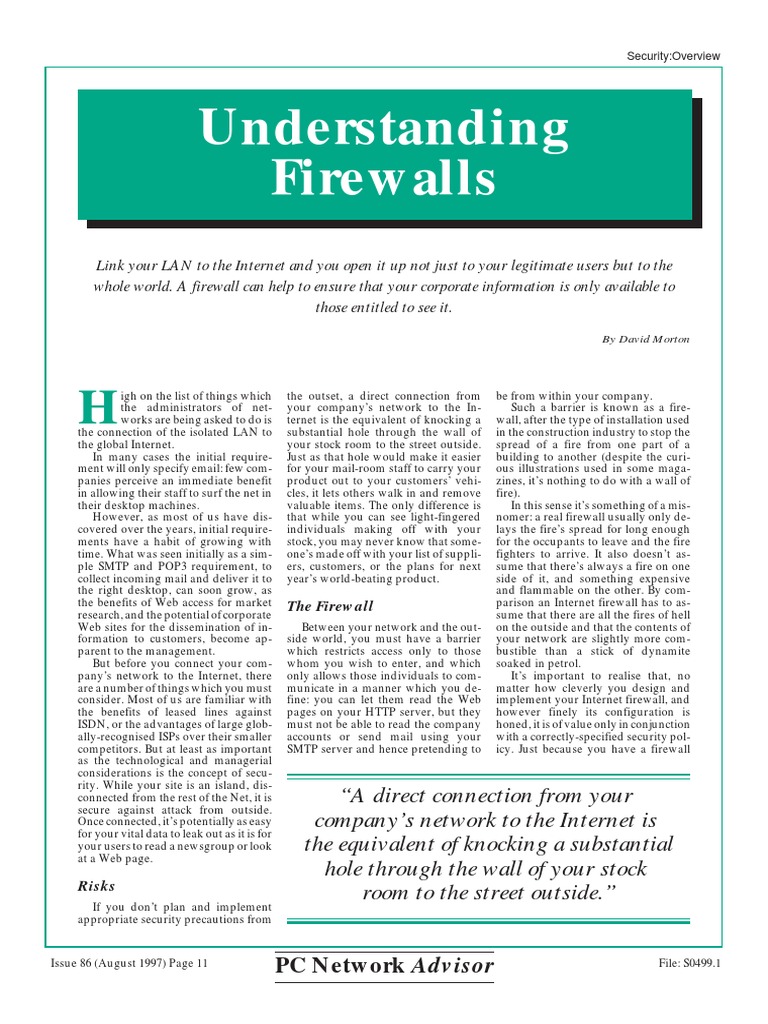 Understanding Firewalls | PDF | Proxy Server | Firewall (Computing)