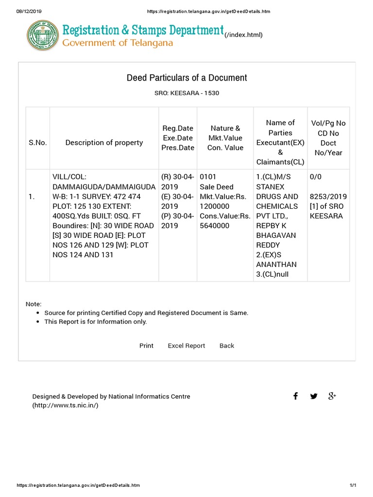 Deed Particulars of A Document: (/index - HTML) | PDF