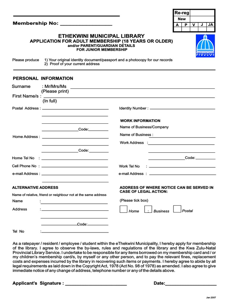 Ethekwini Municipal Library: Re-Reg | PDF | Birth Certificate ...