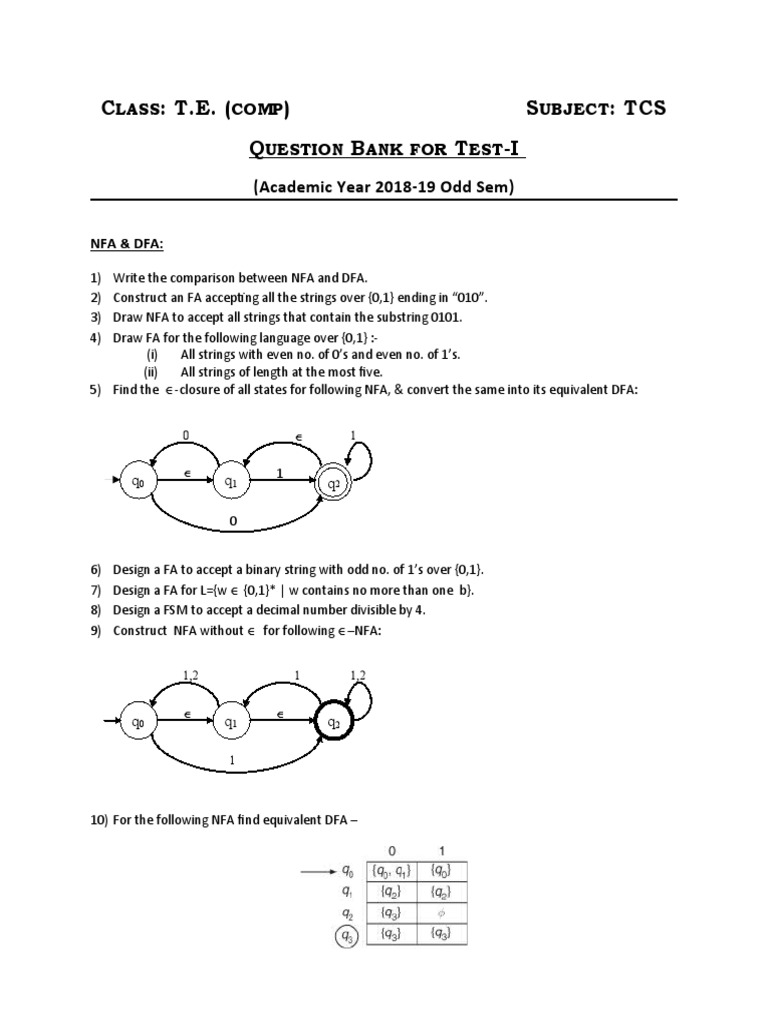 C: T.E. S: Tcs Q B T - I: (Academic Year 2018-19 Odd Sem) | PDF | Algorithms | String (Computer ...