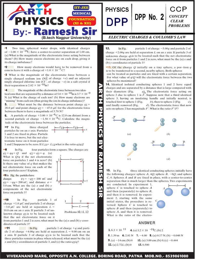 Arth Physics DPP 2 | PDF | Electric Charge | Electrostatics