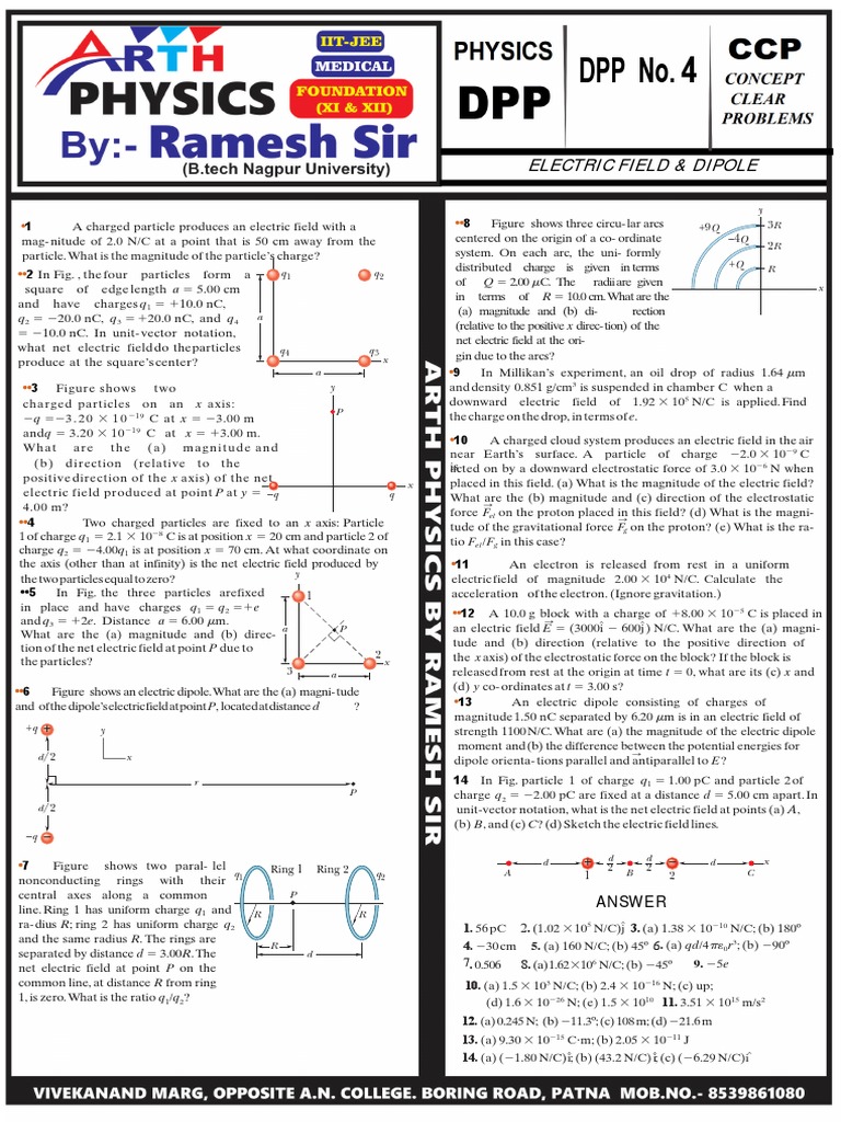 Arth Physics DPP 4 | PDF | Electric Field | Electrostatics