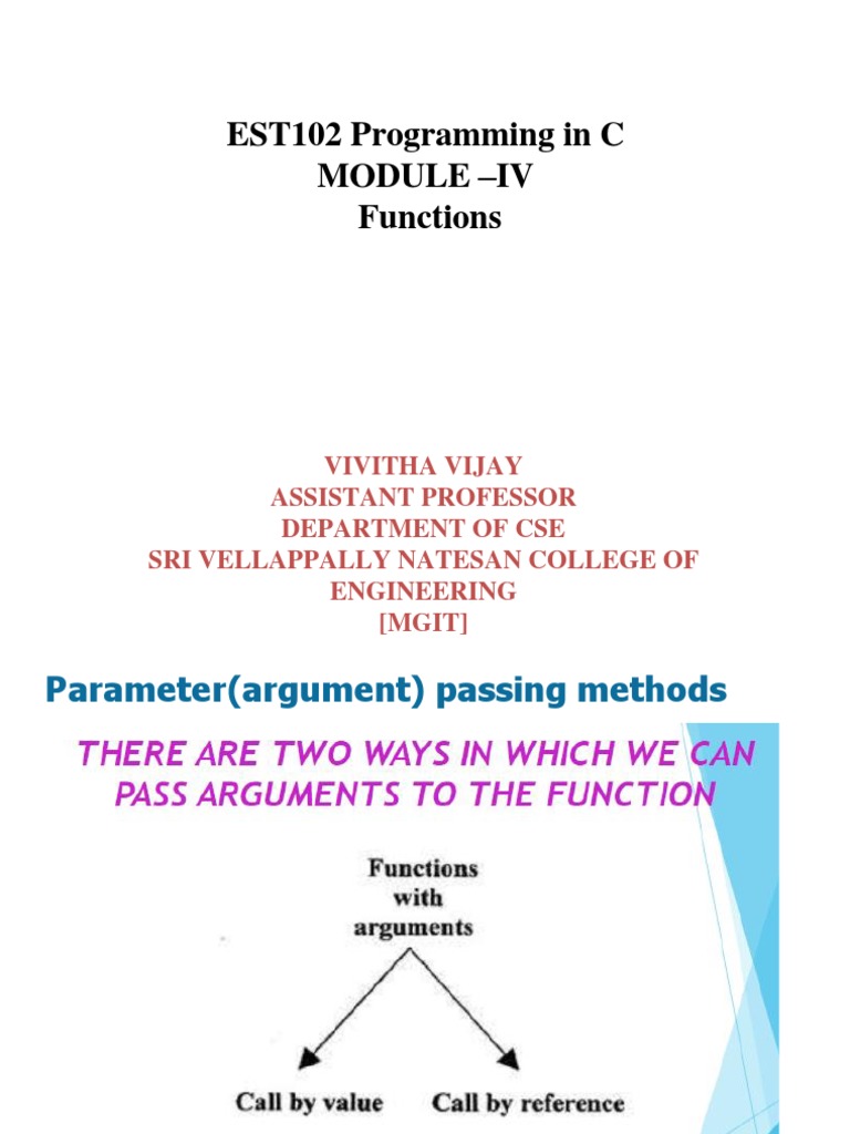 C Functions: Call by Value vs Reference | PDF | Parameter (Computer ...