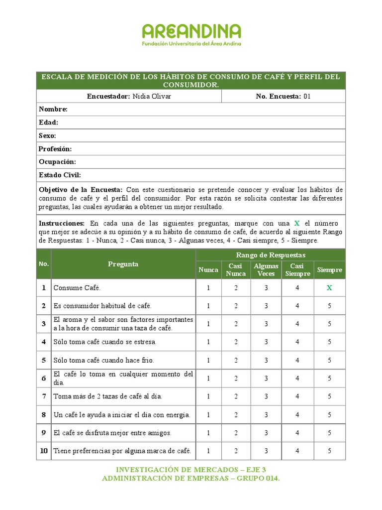 Encuesta - Escala de Likert | PDF | café | Cuestionario