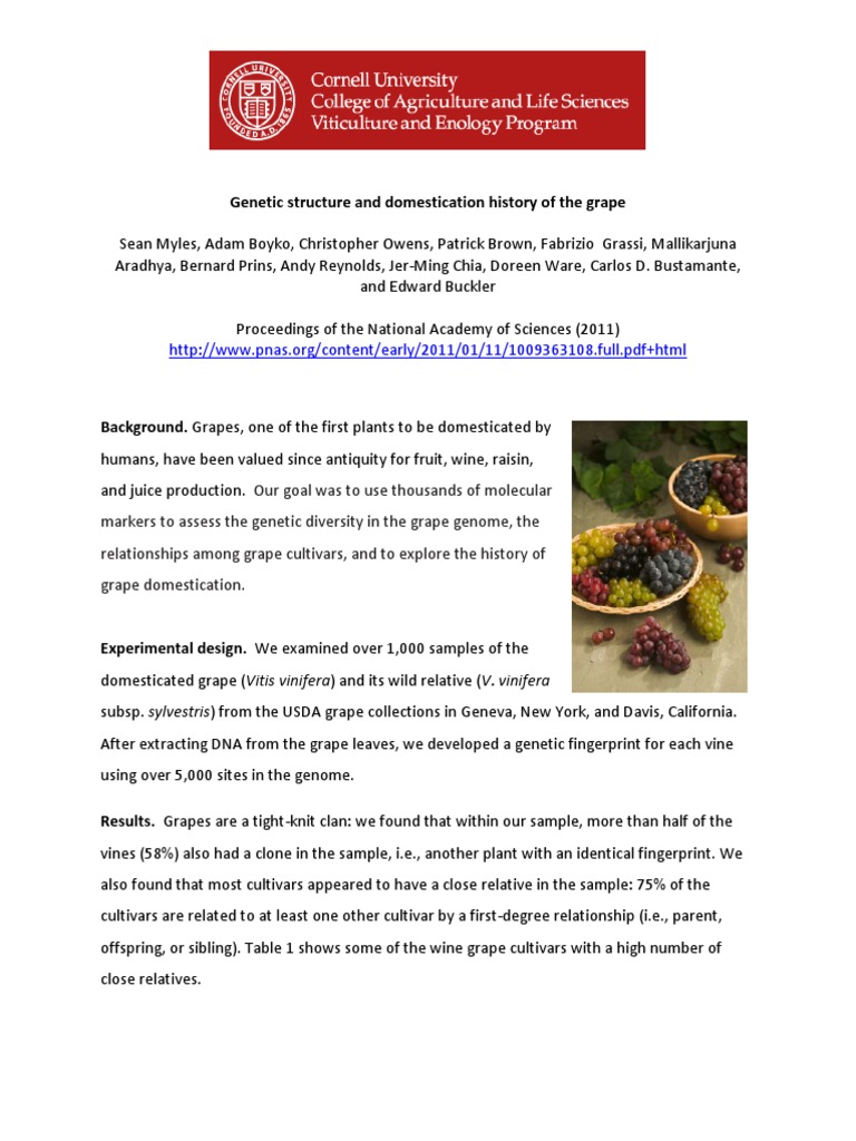 Genetic Origins and Relationships Among Grape Cultivars: A Genome-Wide ...