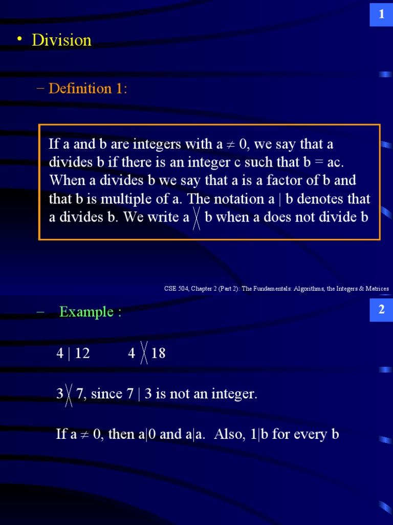 Division: - Definition 1 | PDF | Number Theory | Elementary Mathematics