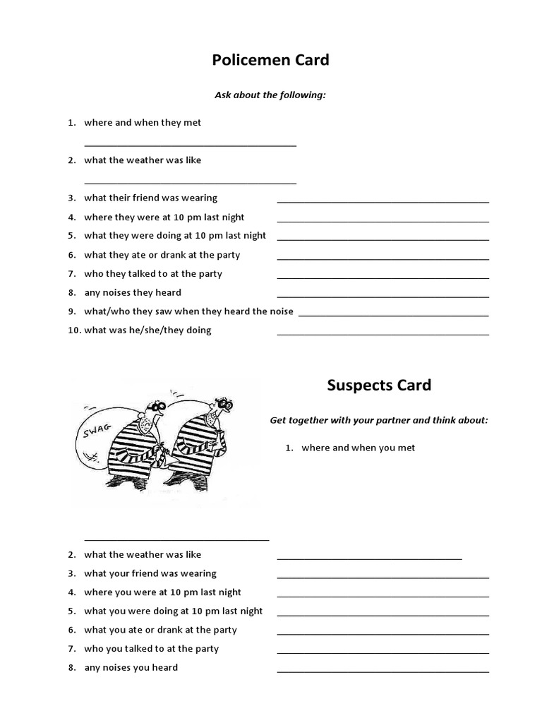 Policemen Card: Ask About The Following | PDF