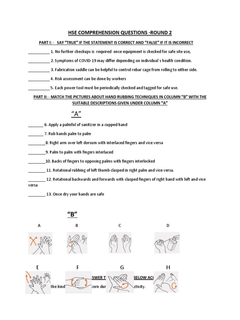 Comprehension 2 PDF | PDF | Hand | Personal Protective Equipment