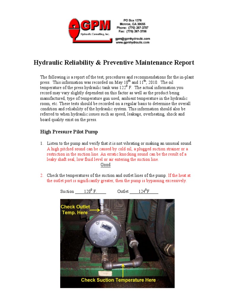 Hydraulic System Maintenance Report | PDF | Valve | Pump