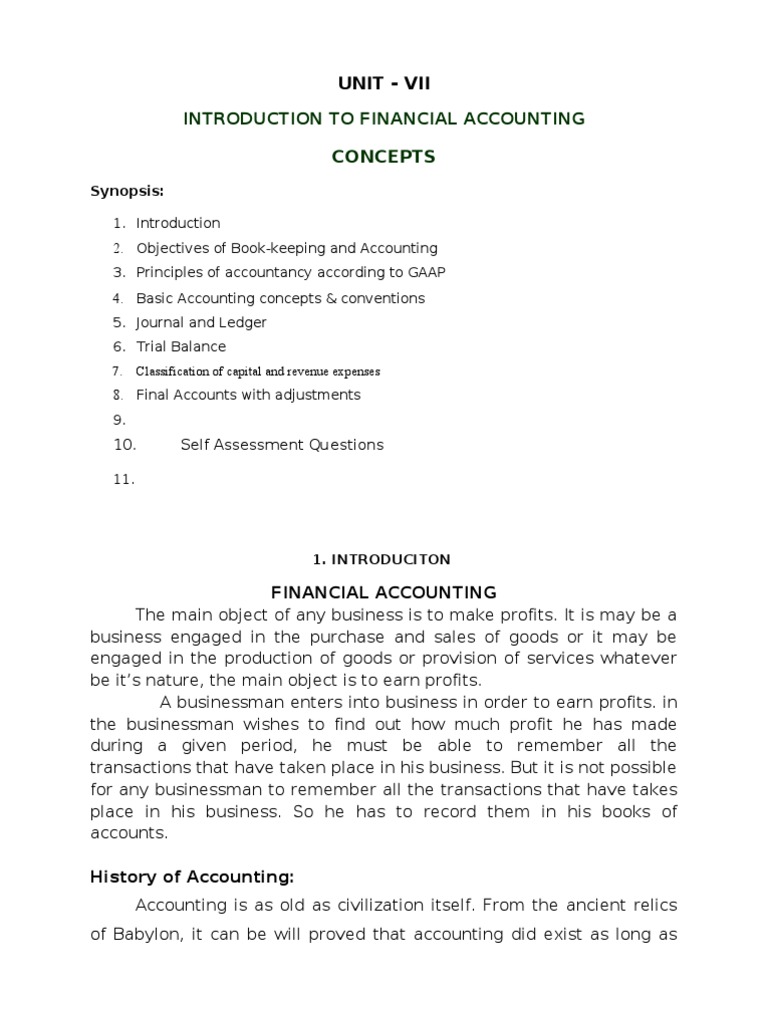 Concepts: Introduction To Financial Accounting | PDF | Debits And ...