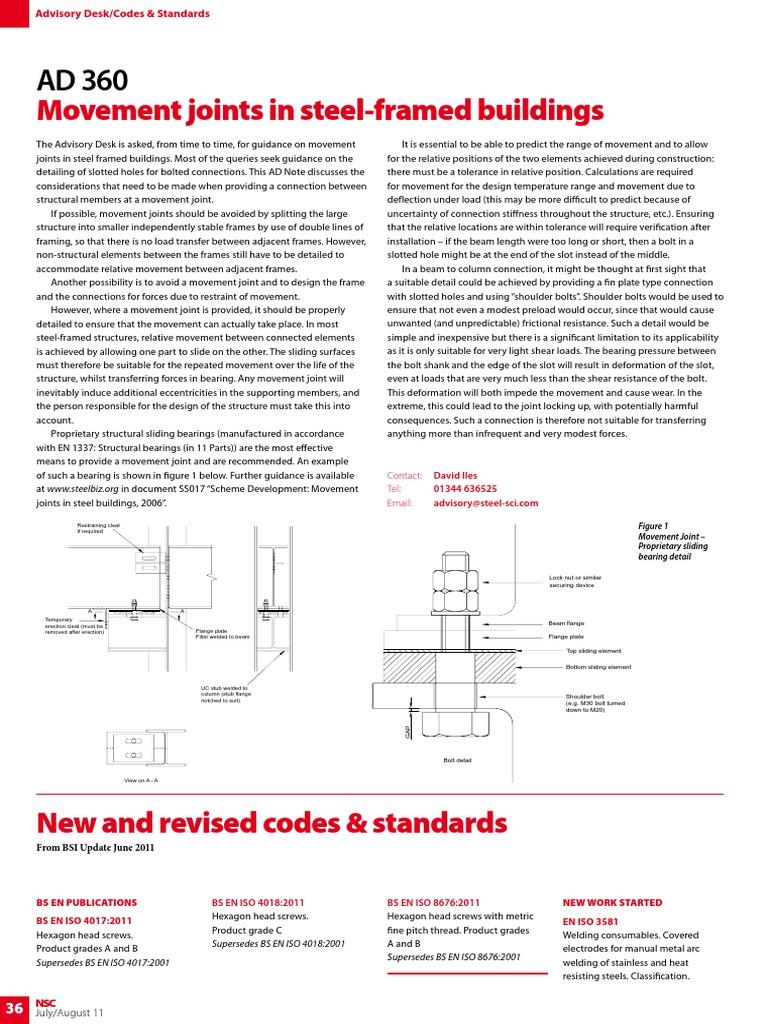 Movement Joints in Steel Frames | PDF | Screw | Bearing (Mechanical)