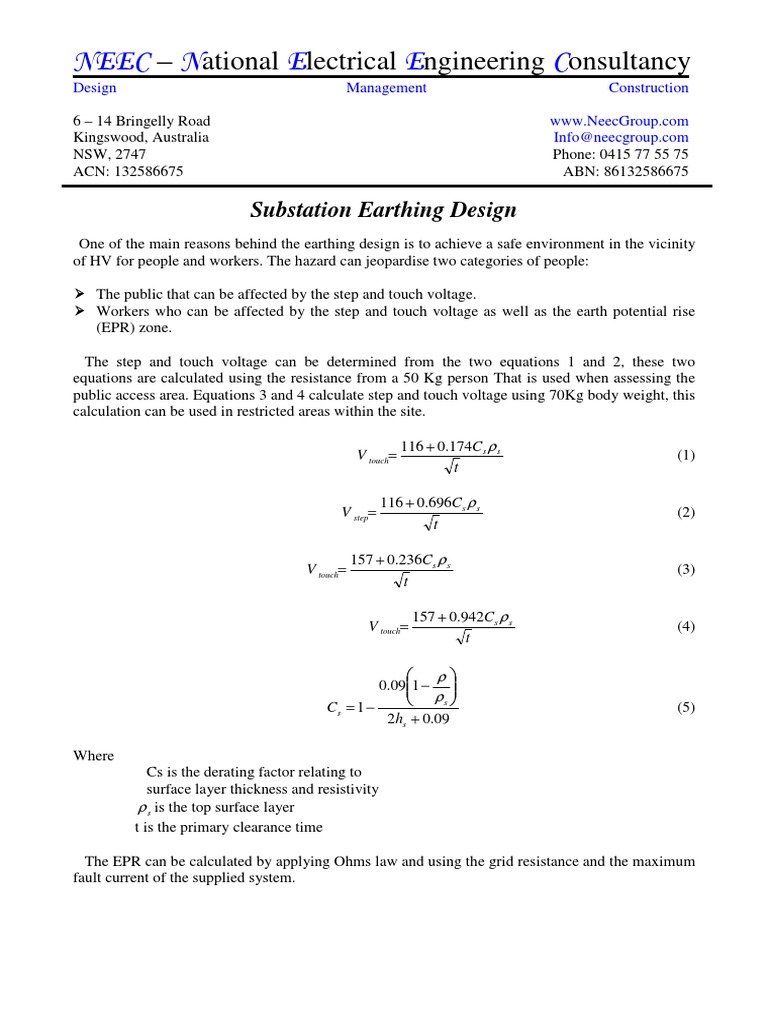 Substation Earthing Design PDF | PDF | Electromagnetism | Electricity