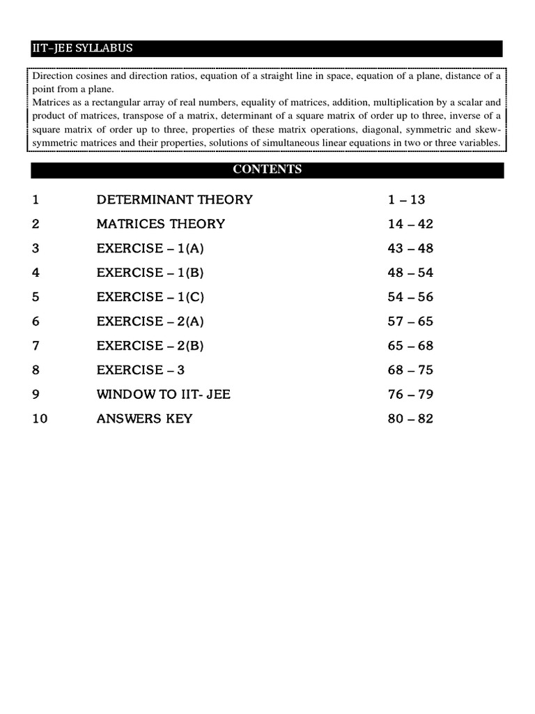 IIT-JEE SYLLABUS MATRIX | PDF | Matrix (Mathematics) | Theoretical Physics