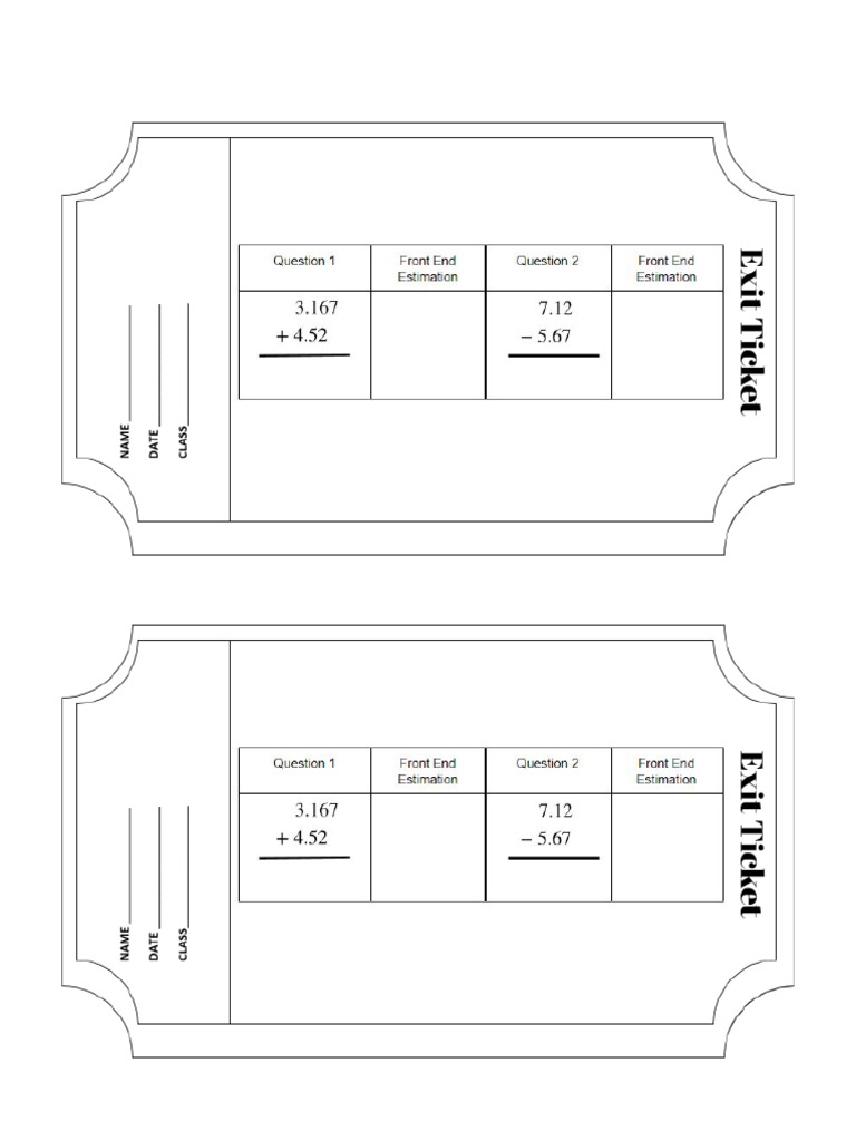 Decimal Multiplication Exit Ticket | PDF