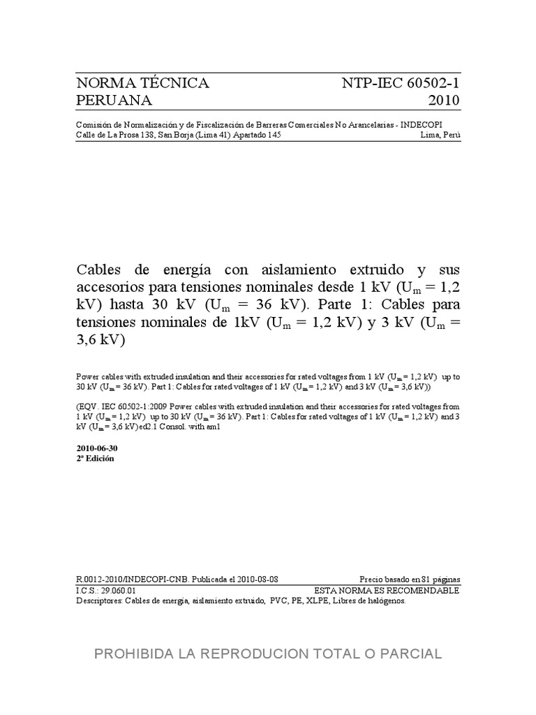 171206537-NTP-IEC-60502-1 Para-Cables - Unlocked | PDF | Cobre ...