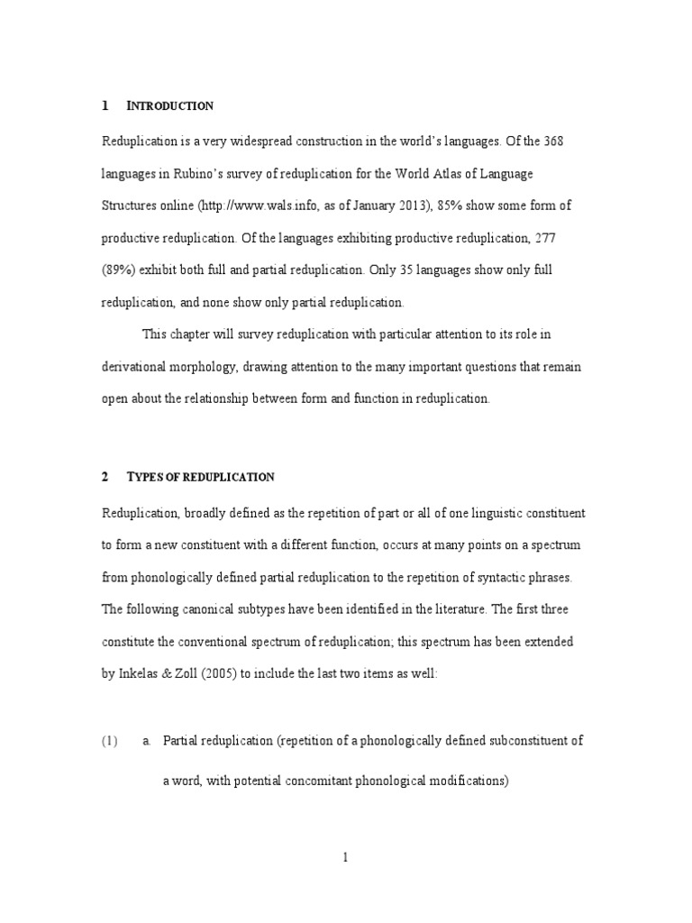 Types of Reduplication | PDF | Morphology (Linguistics) | Grammatical Tense