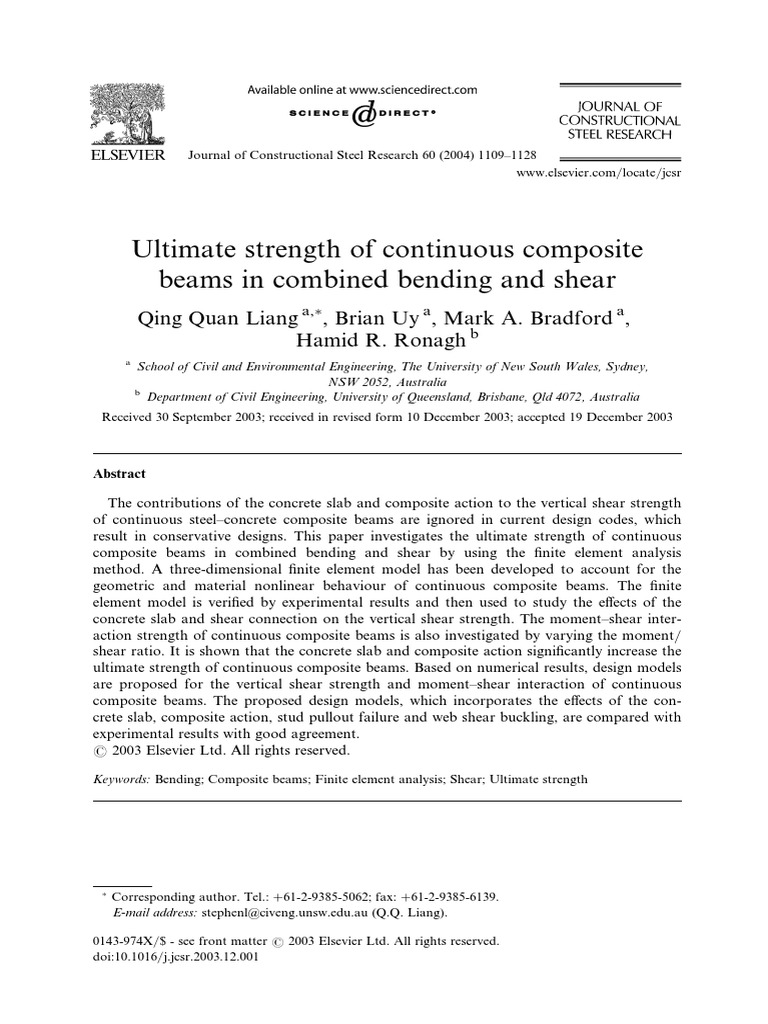 Ultimate Strength of Continuous Composite Beams in Combined Bending and ...