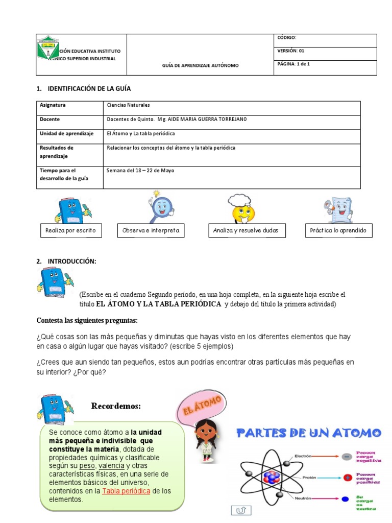 Guía Del Átomo - Tabla Periódica | PDF | Tabla periódica | Elementos ...