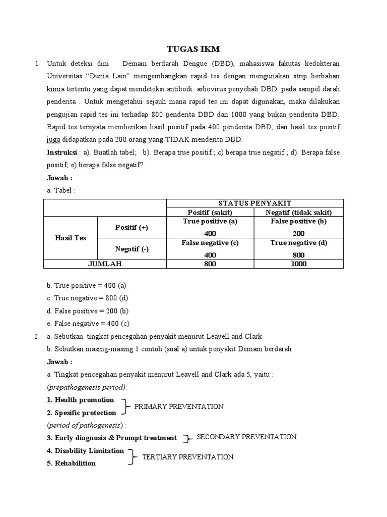 Contoh Soal Ikm Screening Test | PDF
