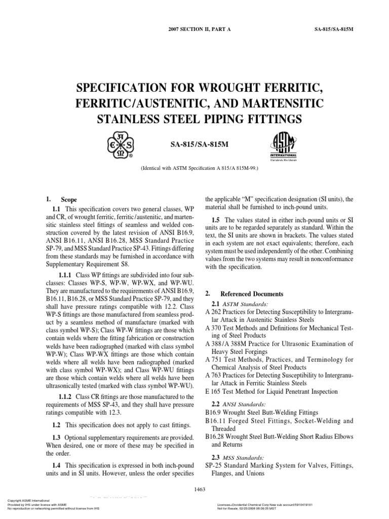 Asme Section Ii A-2 Sa-815 Sa-815m | PDF | Heat Treating | Welding