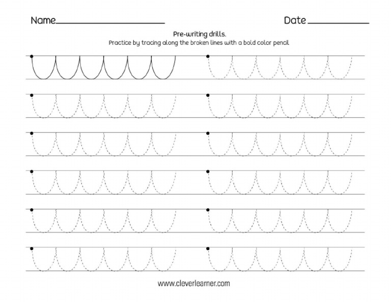 Pre Writing Drill Worksheet Basic 2 | PDF