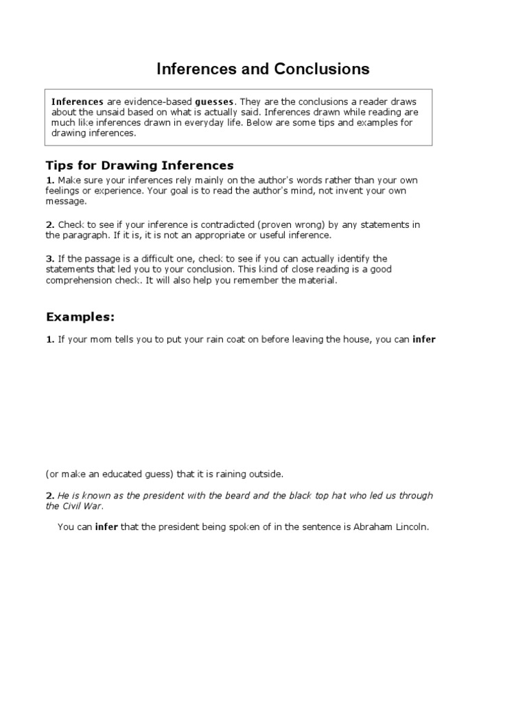 Inferences and Conclusions Lesson | PDF