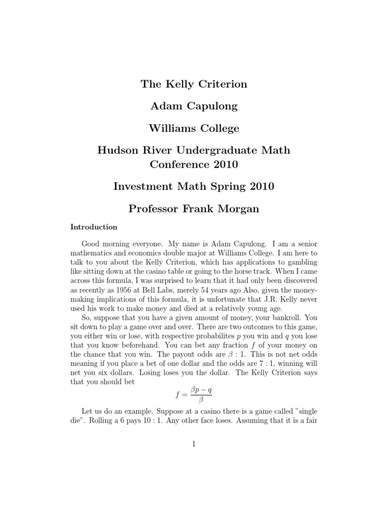 Kelly Criterion | PDF | Odds | Gambling