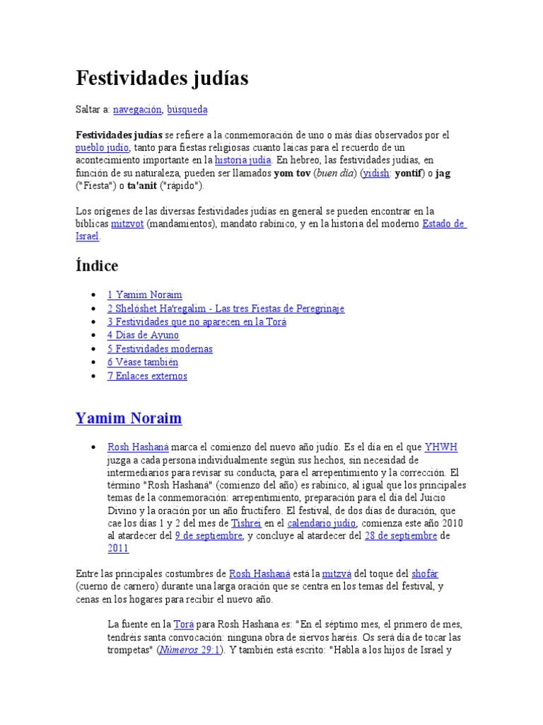 Fiestas Hebreas | PDF | Judios | Tora