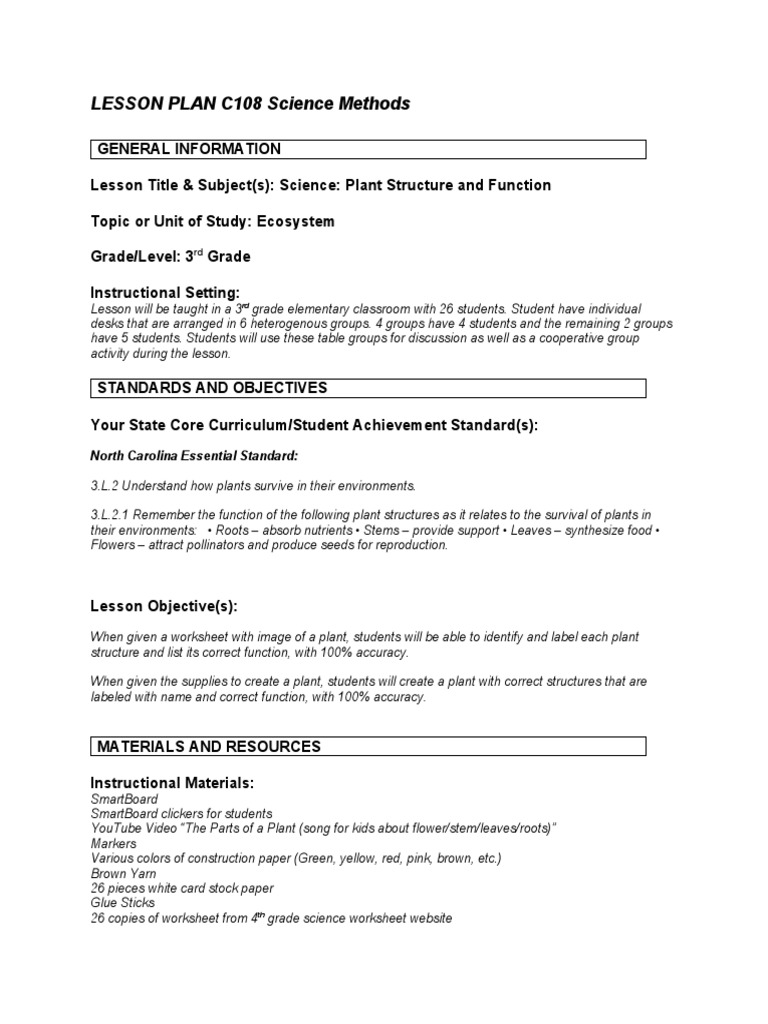 Science Methods Lesson Plan-Madison | PDF | Educational Assessment ...