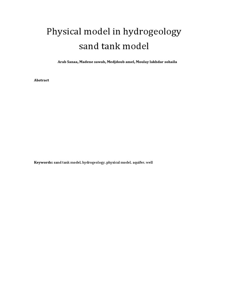 Visualizing Groundwater Flow: Using a Sand Tank Model to Study Flow ...