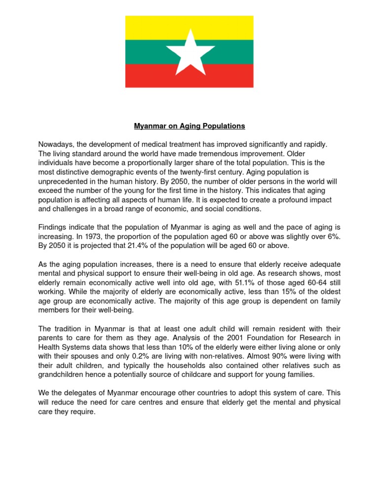 Position Paper of Myanmar On Aging Population Final | PDF