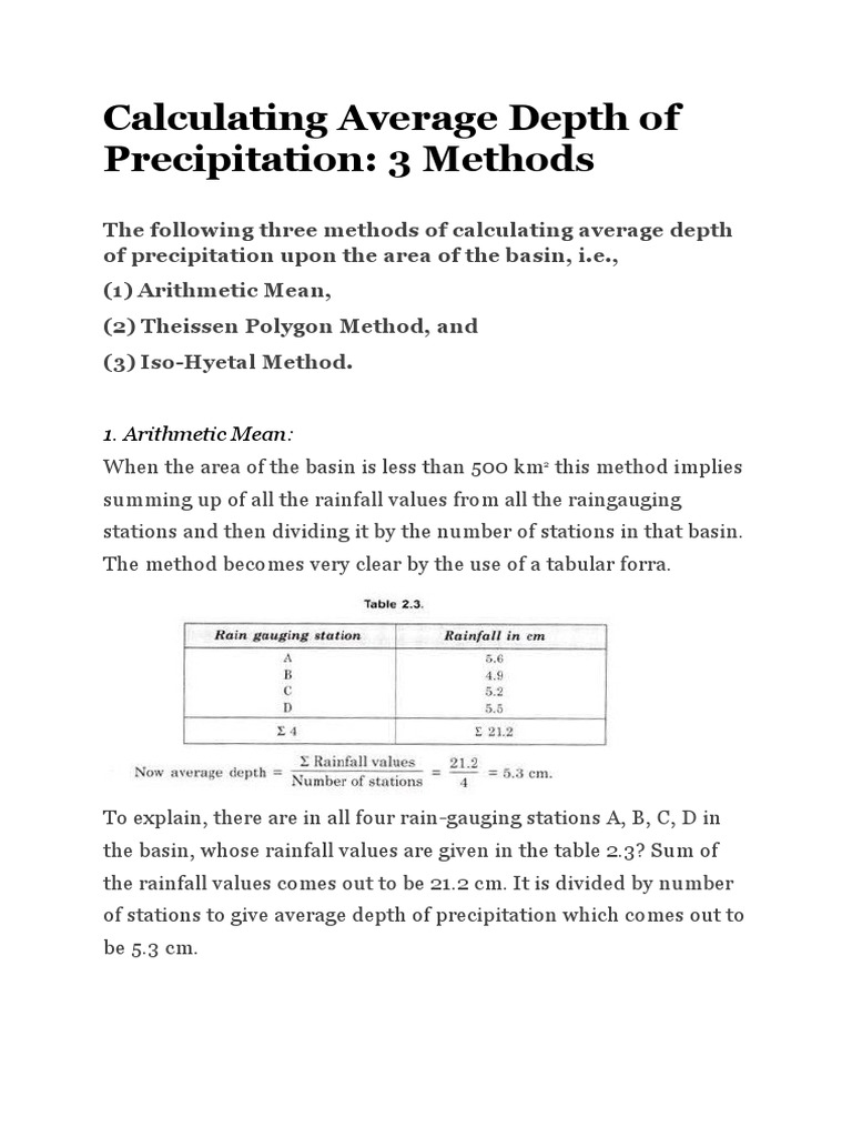 Calculating Average Depth of Precipitation | PDF | Drainage Basin | Area