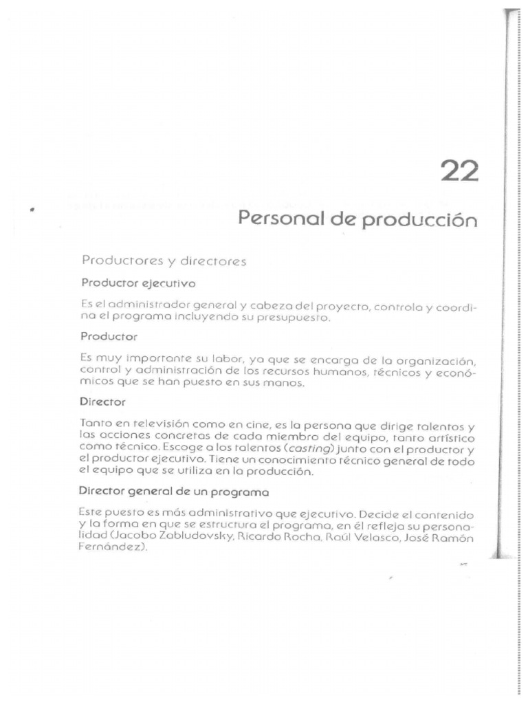 Personal de Producción. Manual de Producción de Video, Verónica Tostado ...