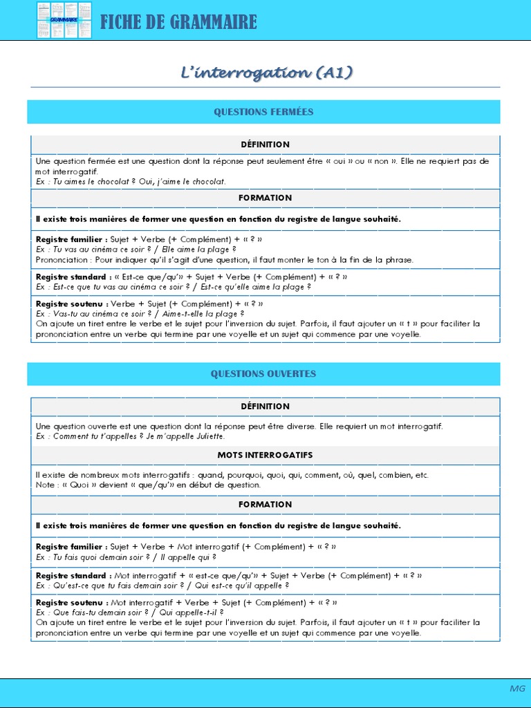 Questions et Exercices d'Interrogation A1 | PDF | Question | Mécanique ...