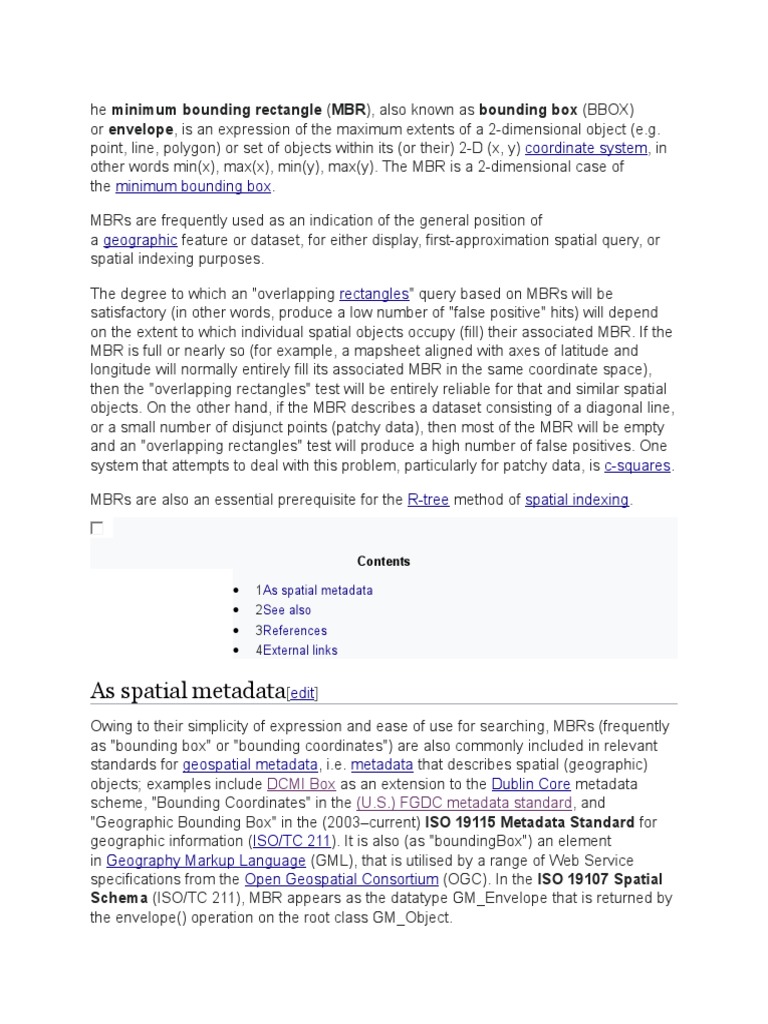 As Spatial Metadata: Coordinate System Minimum Bounding Box | PDF | Information Science ...