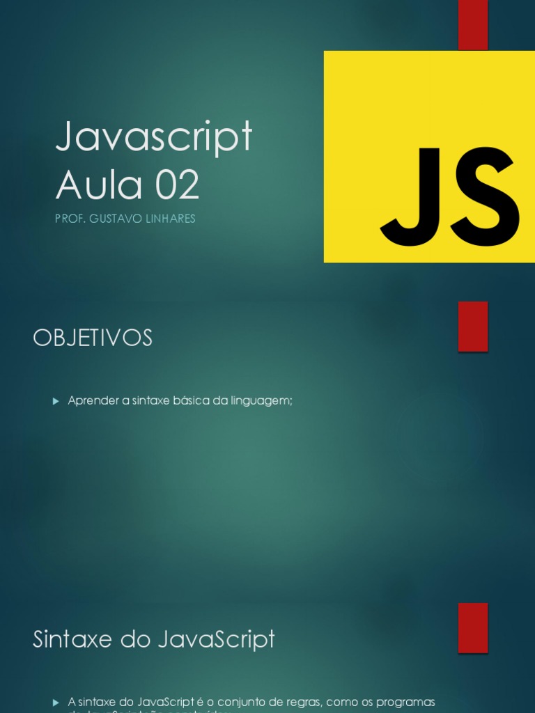 Javascript AULA 02 PDF | PDF | Script Java | Variável (Ciência da ...