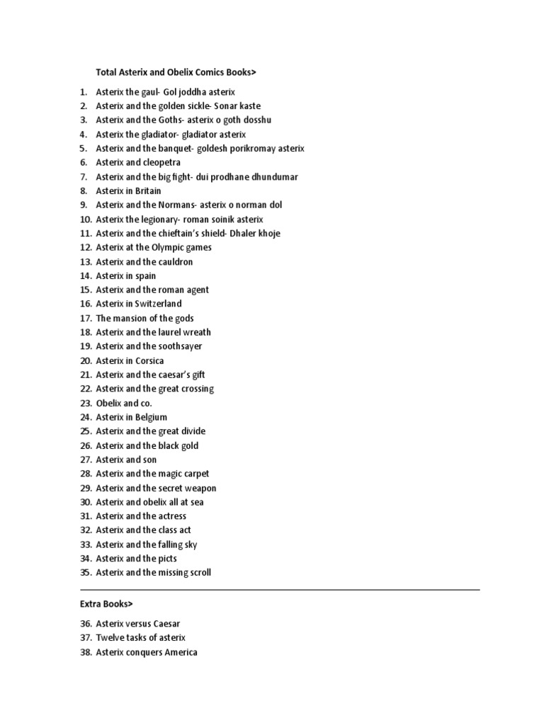 Full Asterix-Obelix Comics Lists | PDF