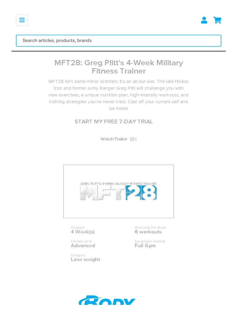 MFT28 - Greg Plitt's 4-Week Military Fitness Trainer by MET-Rx | PDF ...
