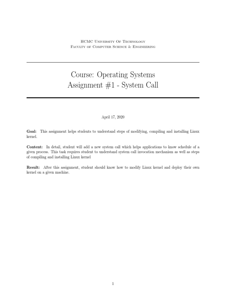 Course: Operating Systems Assignment #1 - System Call | PDF | Application Programming Interface ...