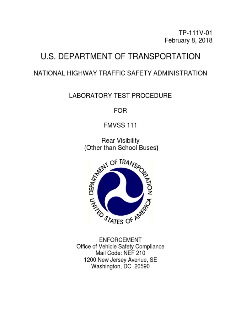 Laboratory Test Procedure for FMVSS 111 Rear Visibility (Other than ...