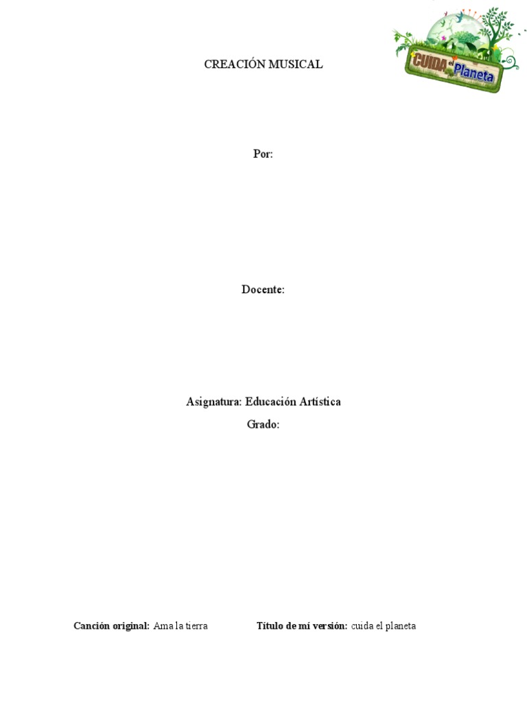 Letra Canción Cuida El Planeta | PDF